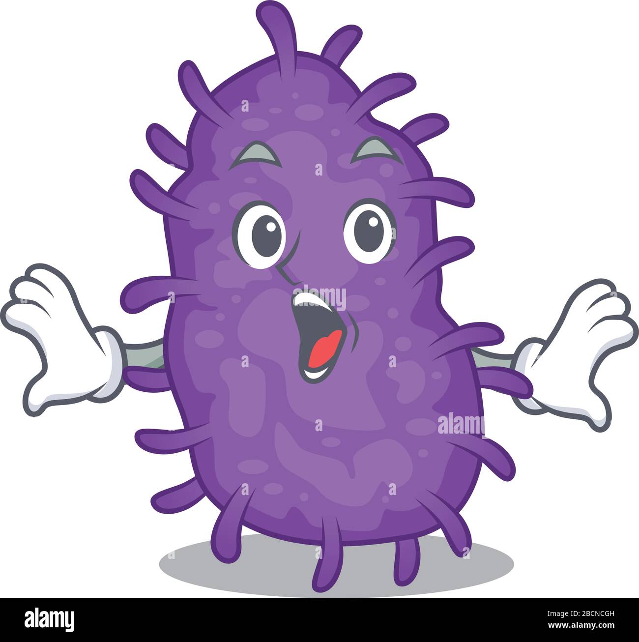 Cartoon design style of bacteria bacilli has a surprised gesture Stock ...