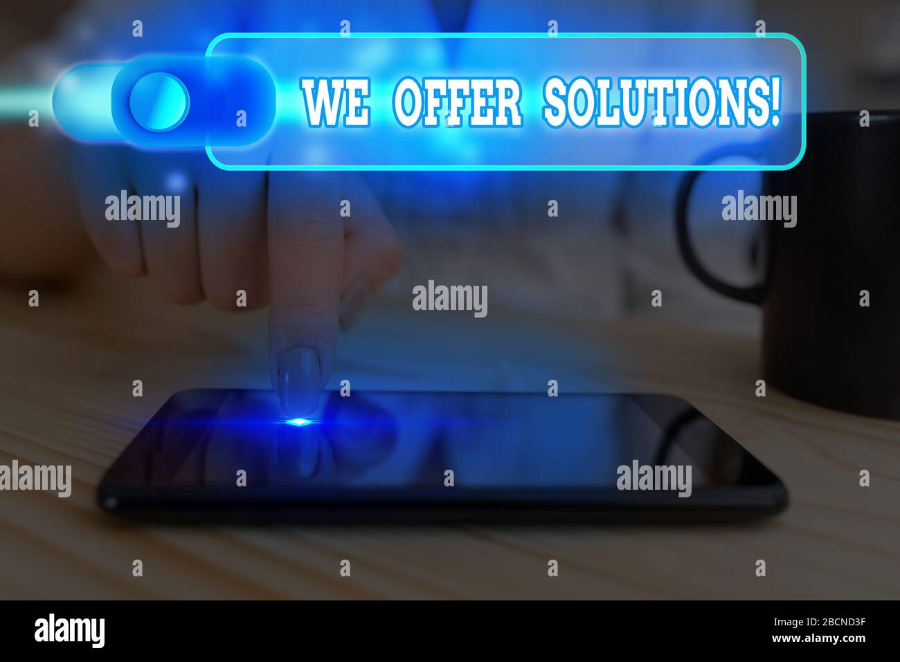 Text sign showing We Offer Solutions. Business photo showcasing way to ...