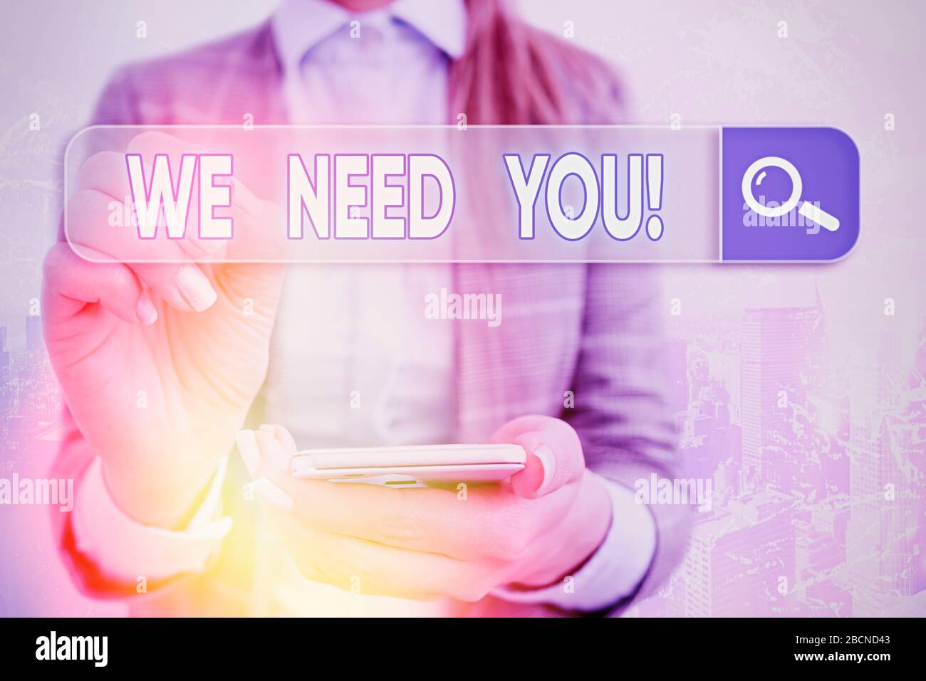 Text sign showing We Need You. Business photo text to fulfill the needs ...
