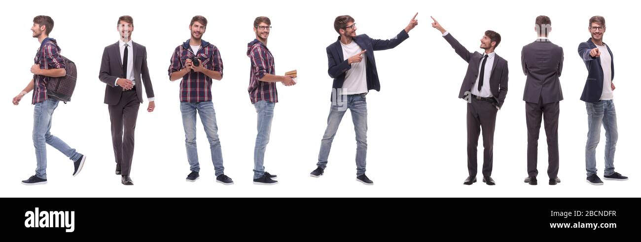 panoramic photo collage engineer architect isolated on white Stock ...