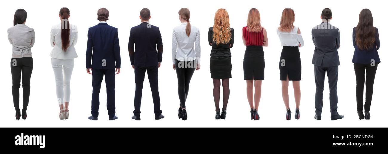 rear view. business team looking forward. isolated on white Stock Photo ...