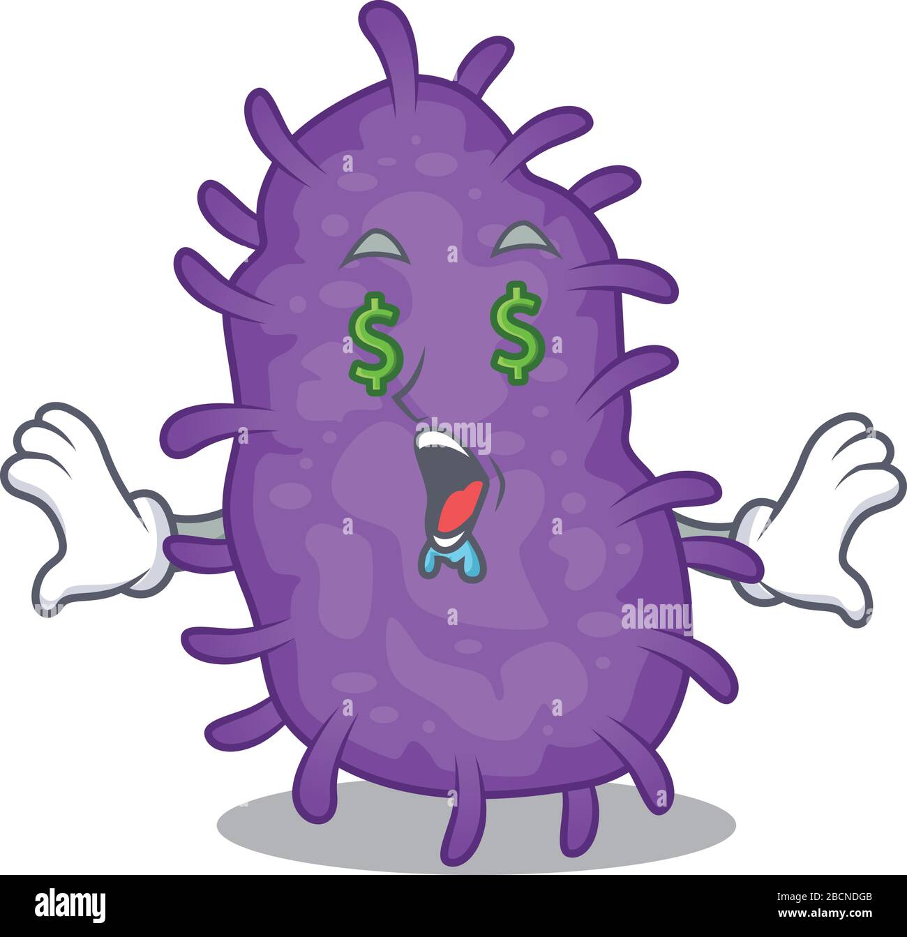 Rich cartoon character design of bacteria bacilli with money eyes Stock ...