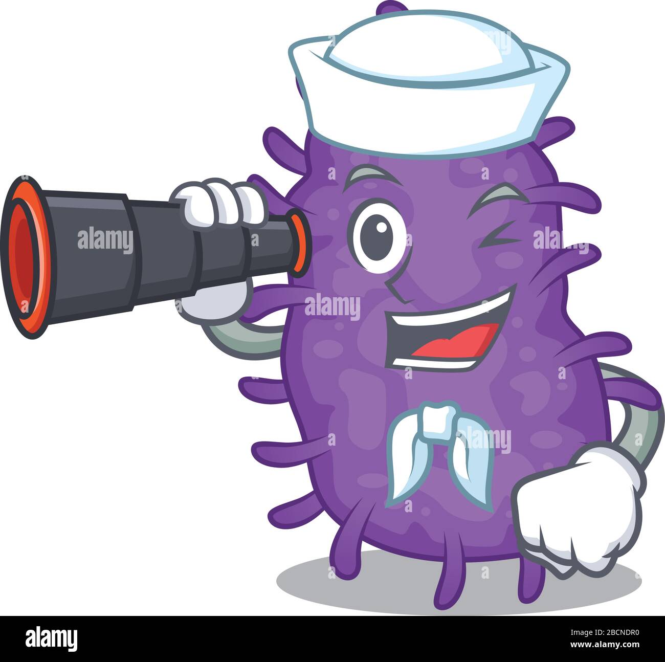 A cartoon icon of bacteria bacilli Sailor with binocular Stock Vector ...