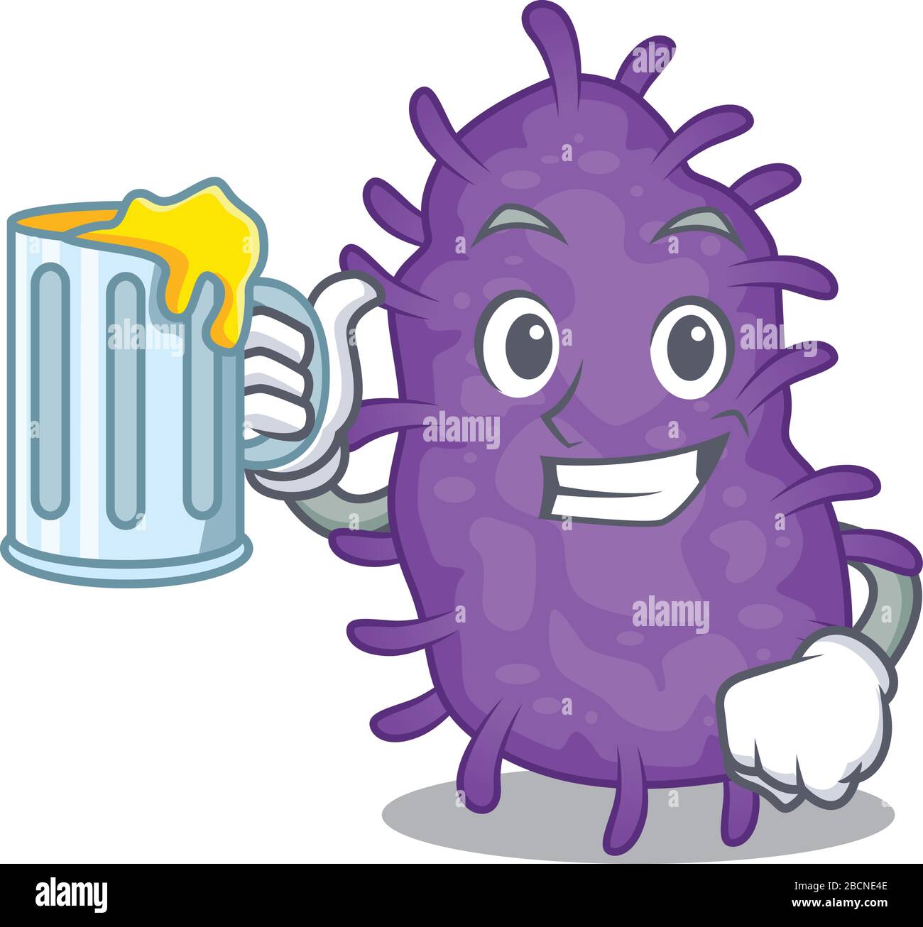 A cartoon concept of bacteria bacilli rise up a glass of beer Stock ...