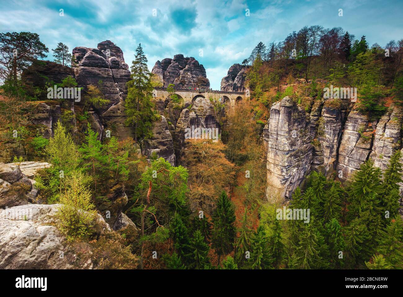 Pedestrian bridge over rock formations hi-res stock photography and ...