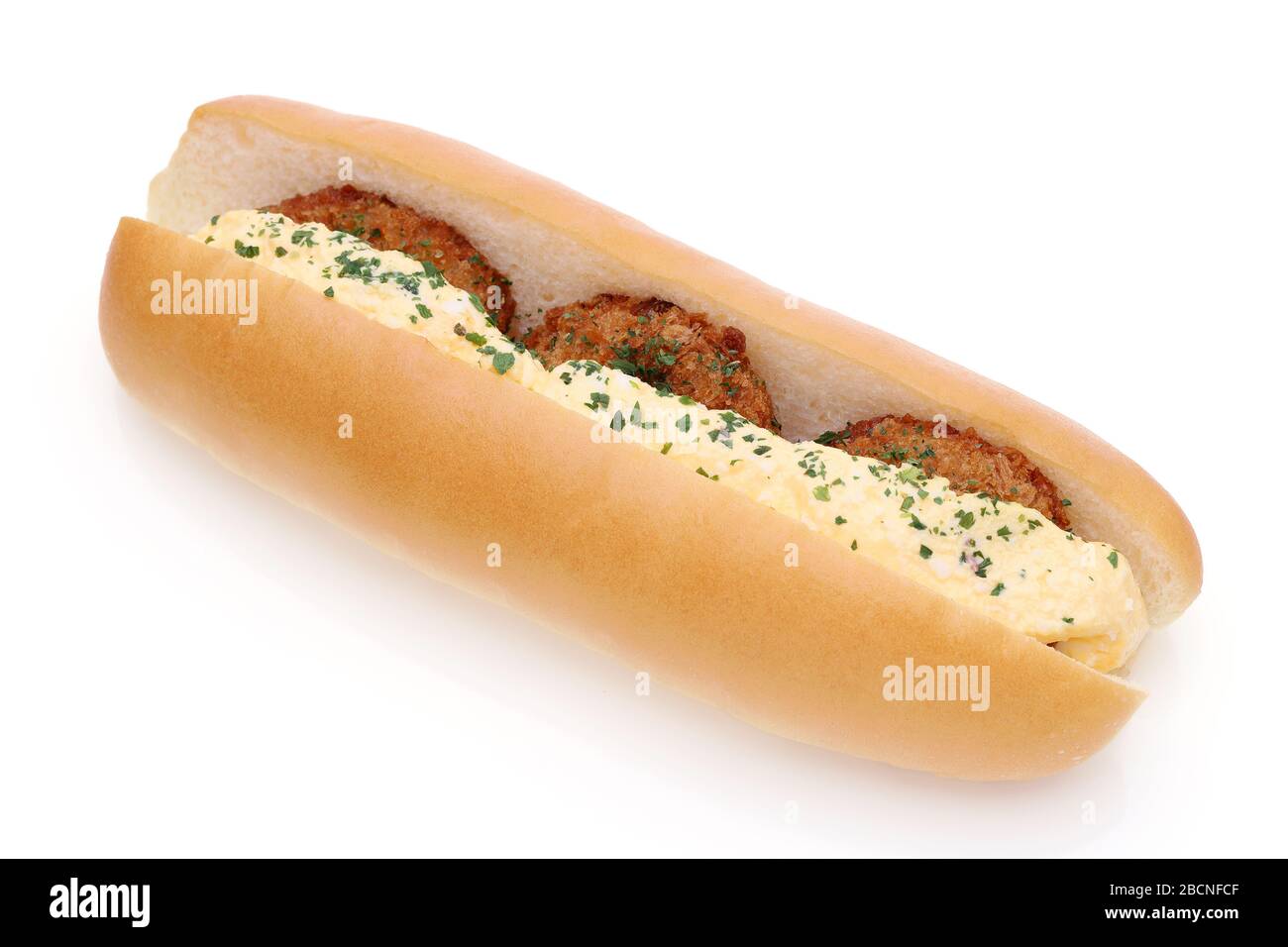 Japanese food Korokke, Croquette pan bread on white background Stock ...
