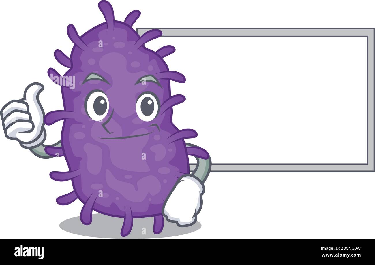 Humorous bacteria bacilli cartoon design Thumbs up bring a white board ...