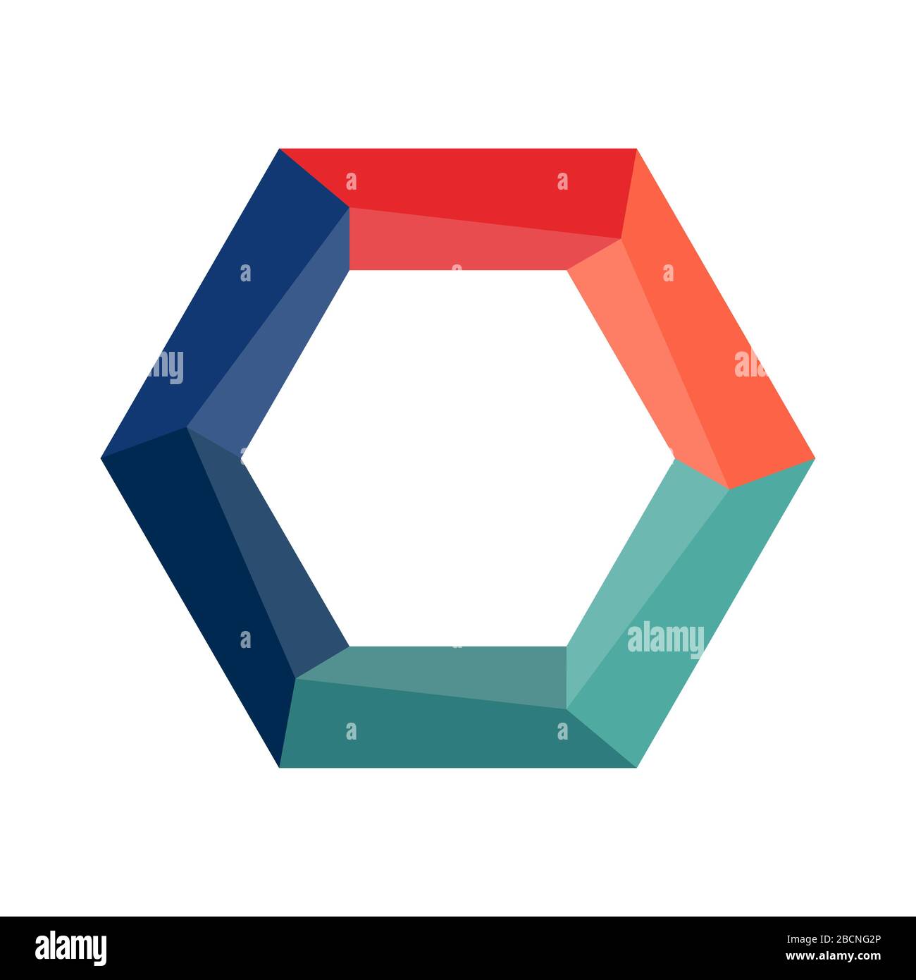 hexagon with colored sections for infographics, plans, or strategies ...
