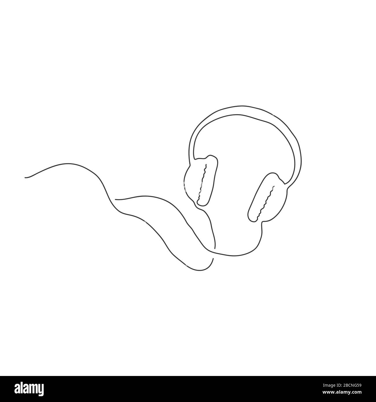 Headphones line drawing, vector illustration design. Technology objects ...