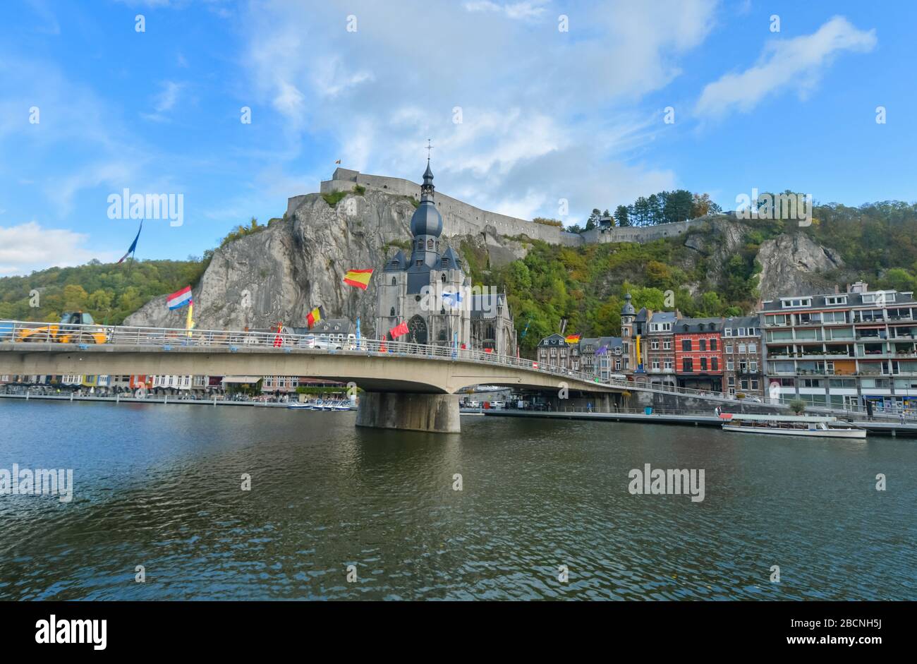 A Beautiful Panoramic View Of The City Of Dinant In Belgium Stock Photo ...