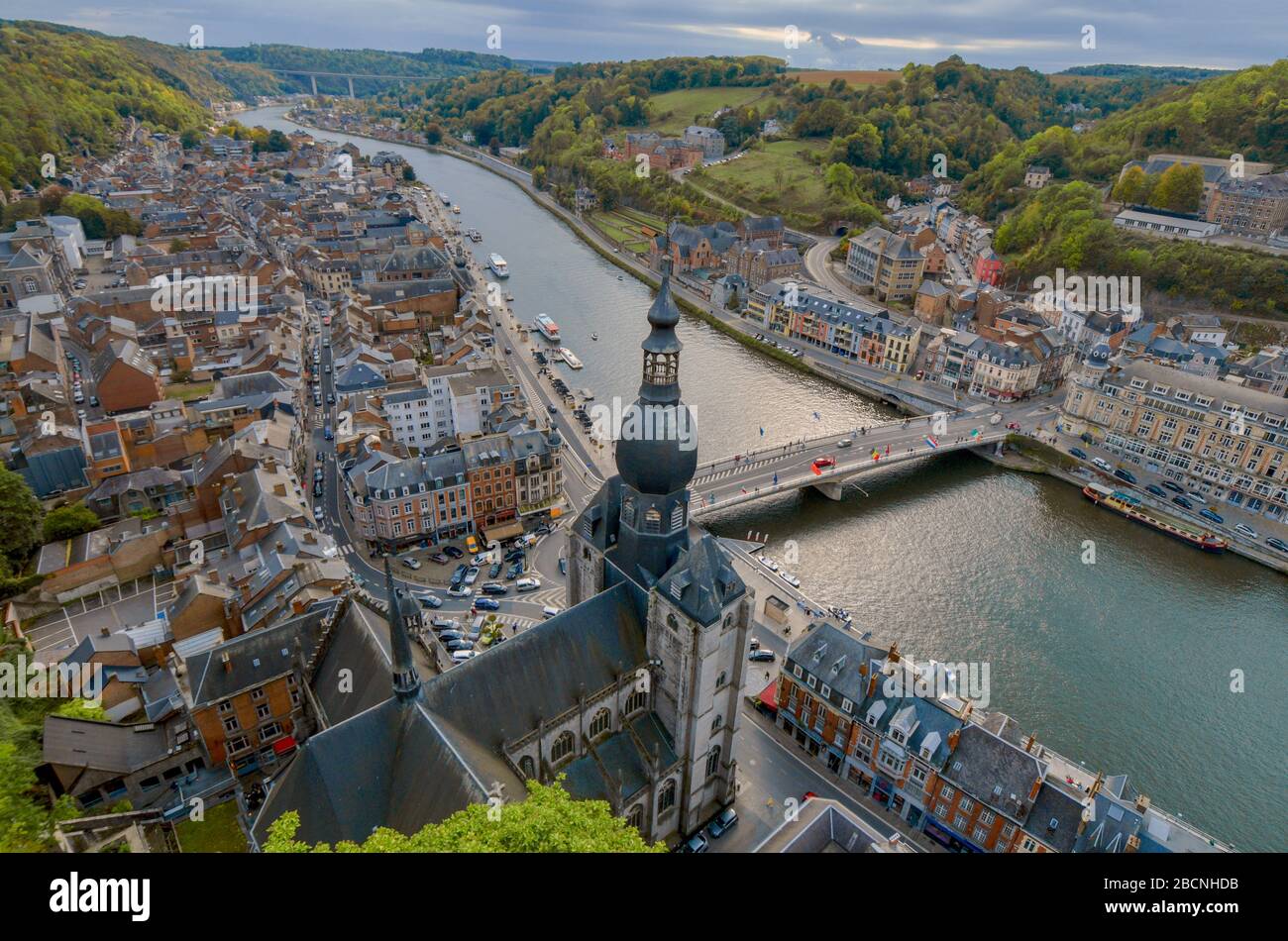 A Beautiful Panoramic View Of The City Of Dinant In Belgium Stock Photo ...