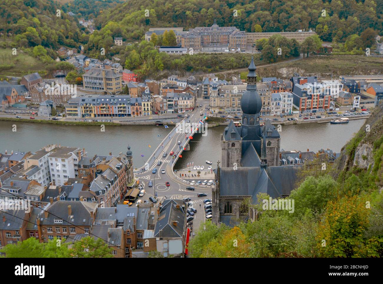 A Beautiful Panoramic View Of The City Of Dinant In Belgium Stock Photo ...
