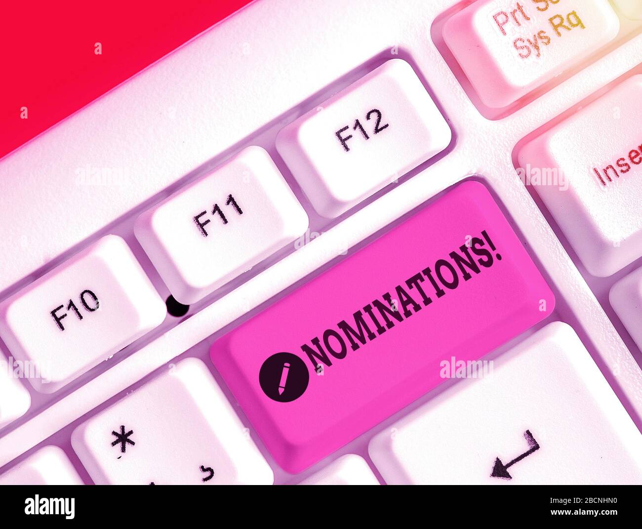 Text sign showing Nominations. Business photo showcasing action of ...