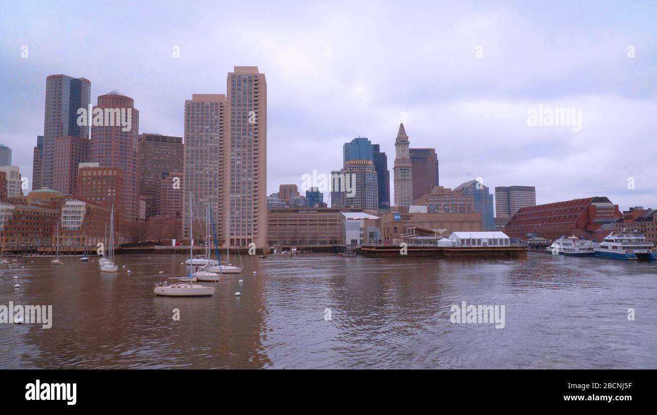Beautiful Skyline of Boston view from the harbor - travel photography ...