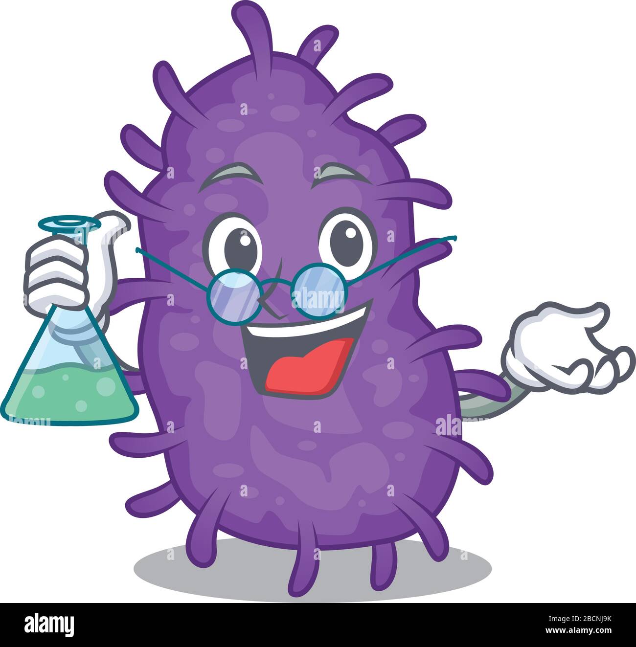 Bacteria bacilli smart Professor Cartoon design style working with ...