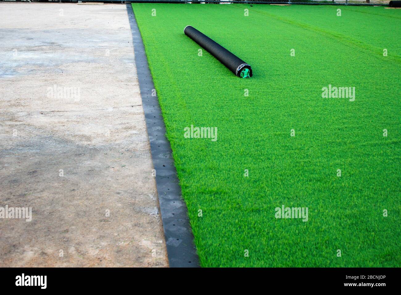Artificial turf soccer field construction - Athens, Greece, February 25 ...