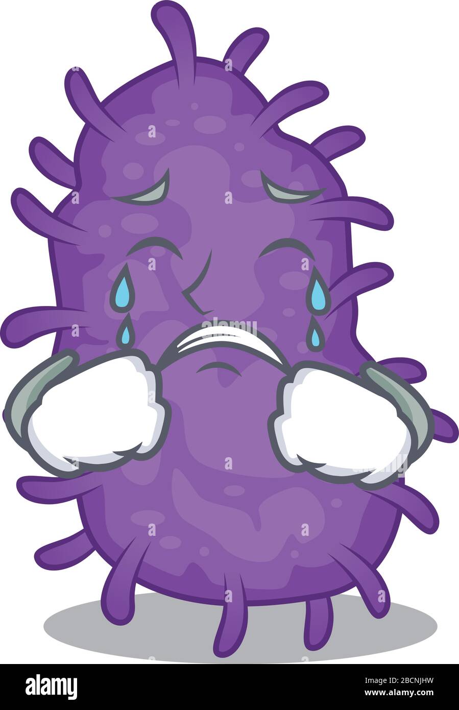 Cartoon character design of bacteria bacilli with a crying face Stock ...
