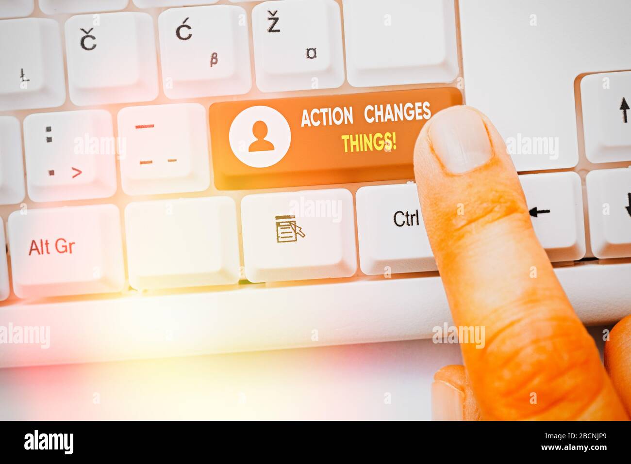 Conceptual hand writing showing Action Changes Things. Concept meaning ...