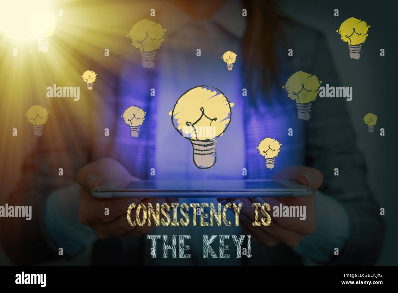Writing note showing Consistency Is The Key. Business concept for by ...