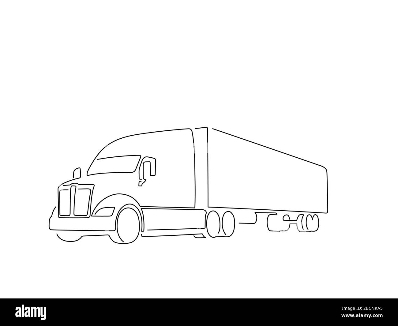 Semi Truck Line Drawing