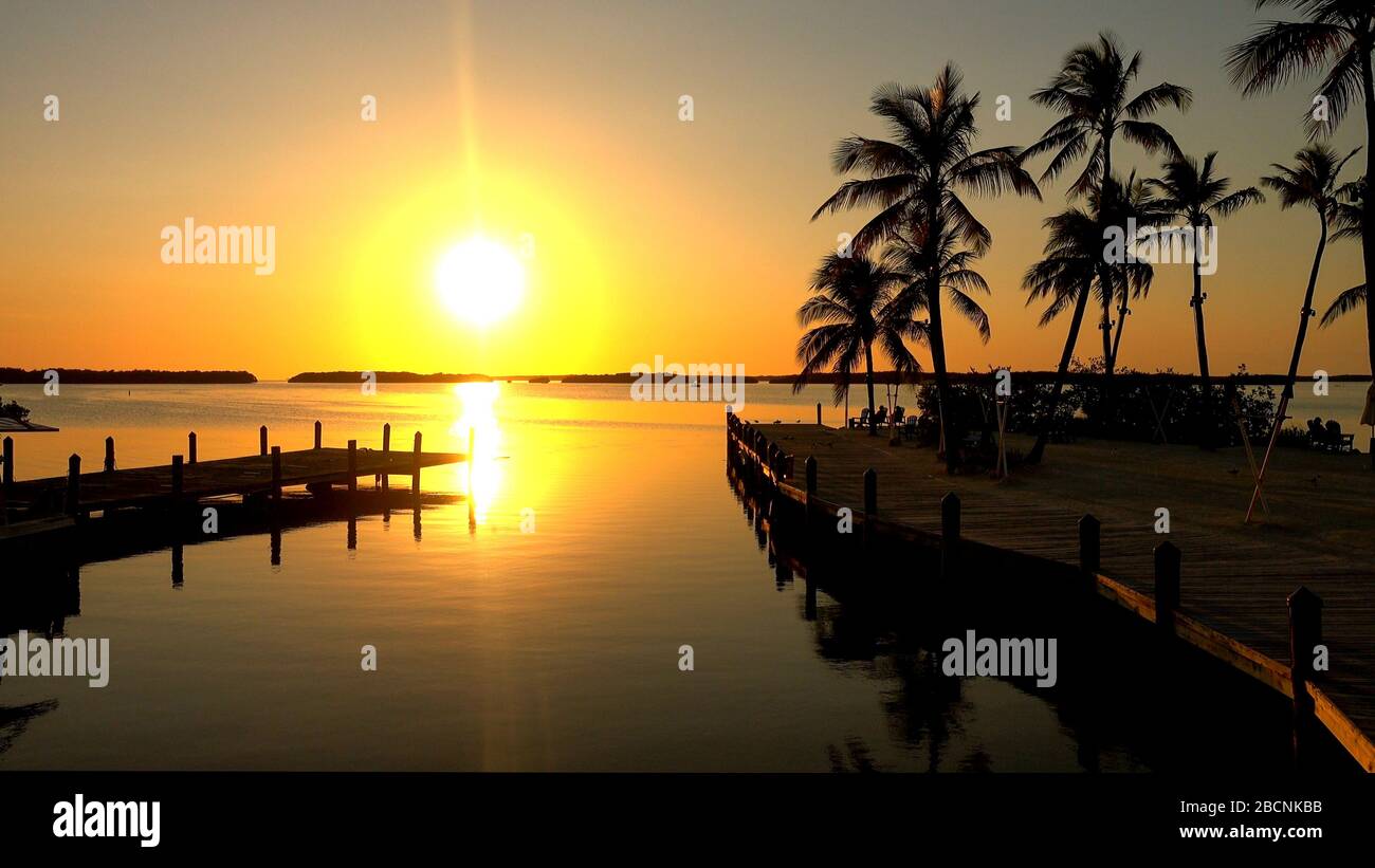 Wonderful sunset at a bay in the USA keys Stock Photo - Alamy