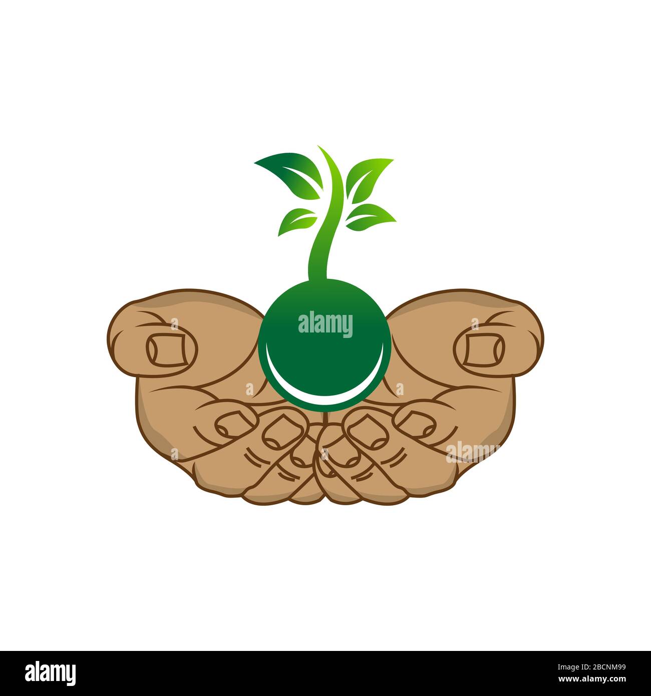 Vector sign friendly environment, hand and leaf Stock Vector Image ...