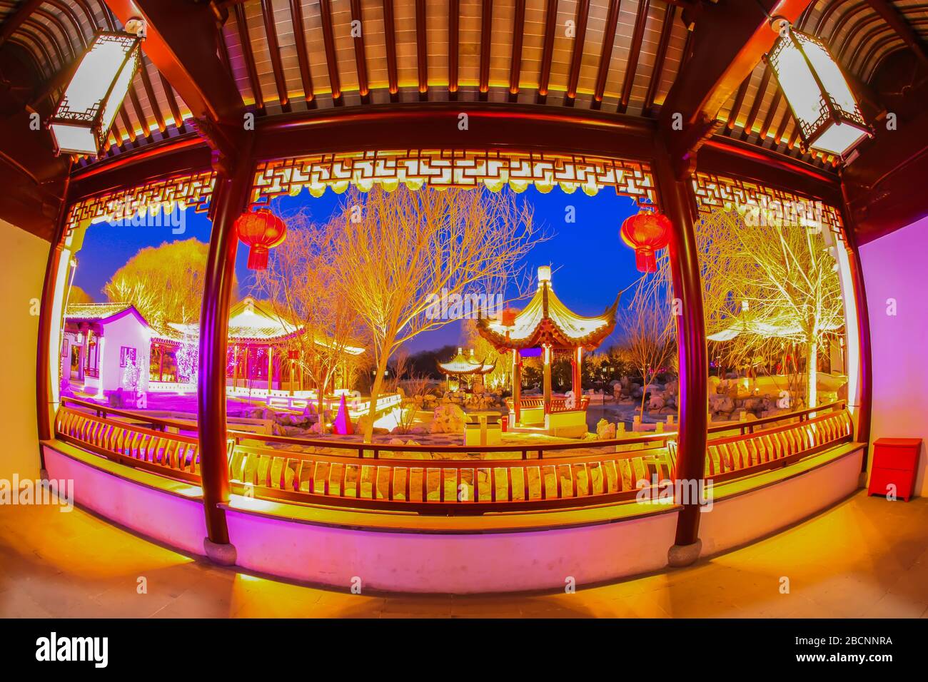 Chinese traditional buildings at night Stock Photo - Alamy