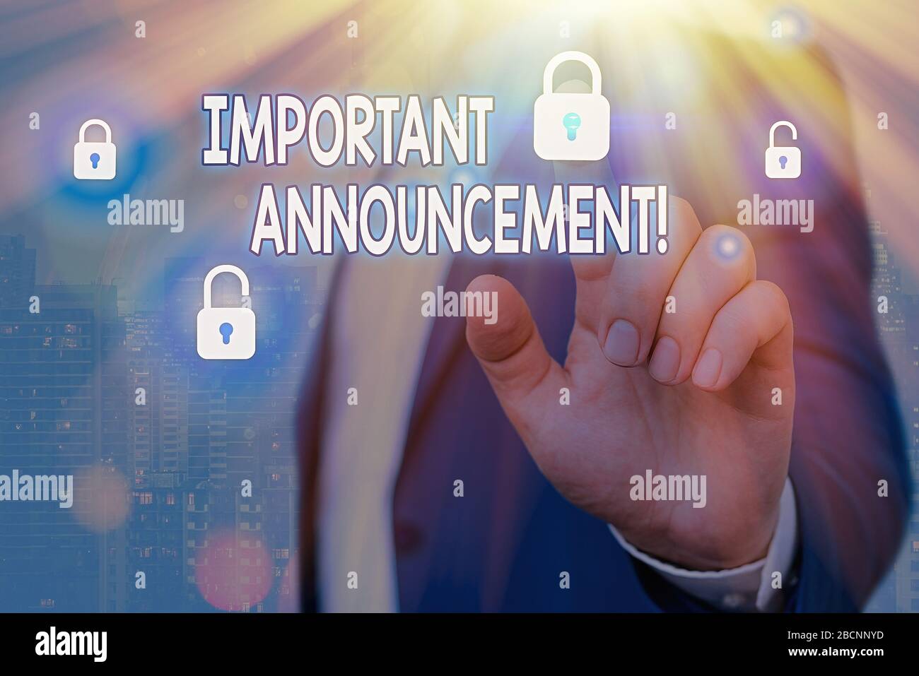 Text sign showing Important Announcement. Business photo text spoken ...