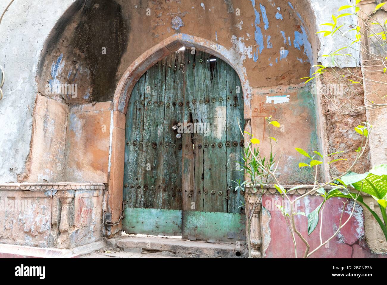 an ancient door at naughara in the chandni chowk district of old delhi ...