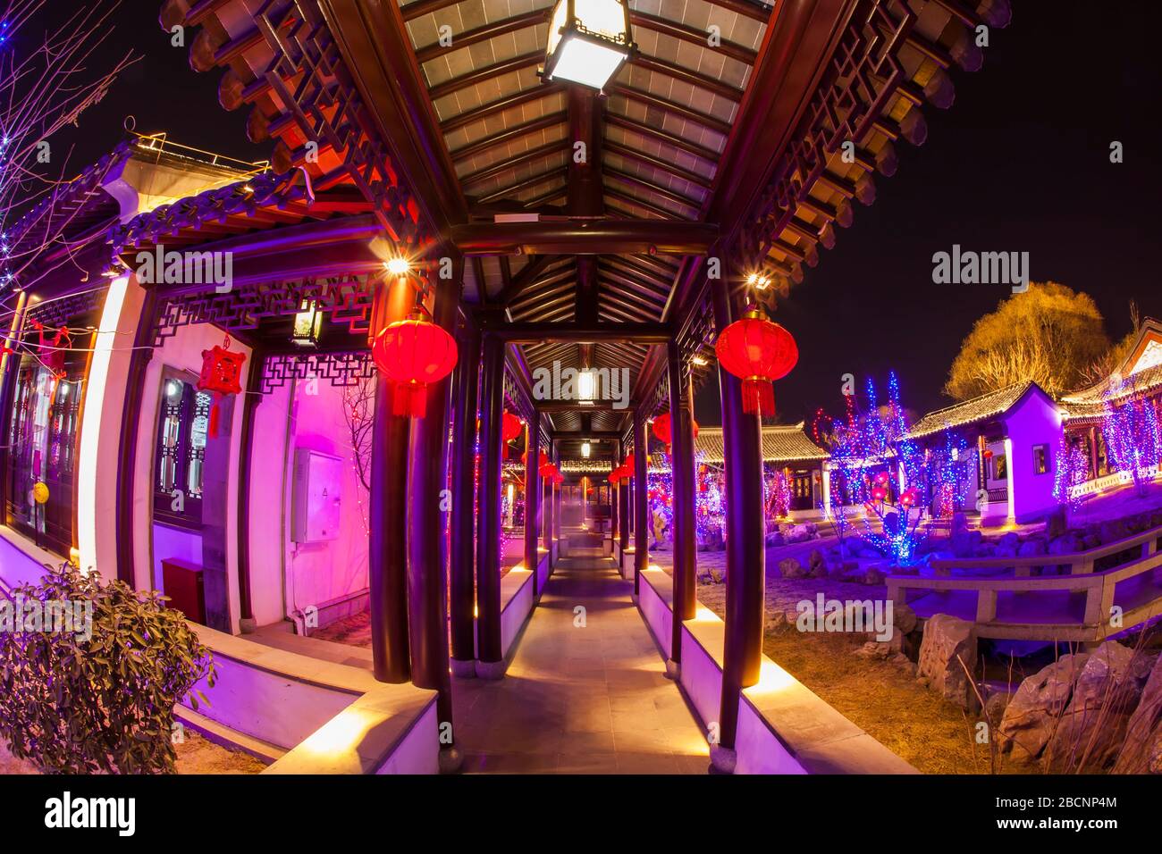 Chinese traditional buildings at night Stock Photo - Alamy