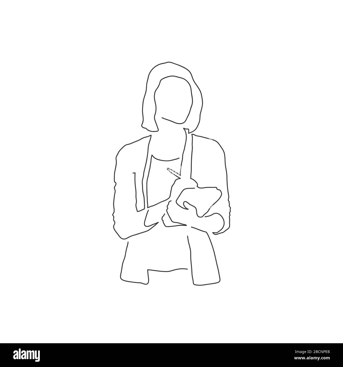 Person working line drawing, vector illustration design. Business ...