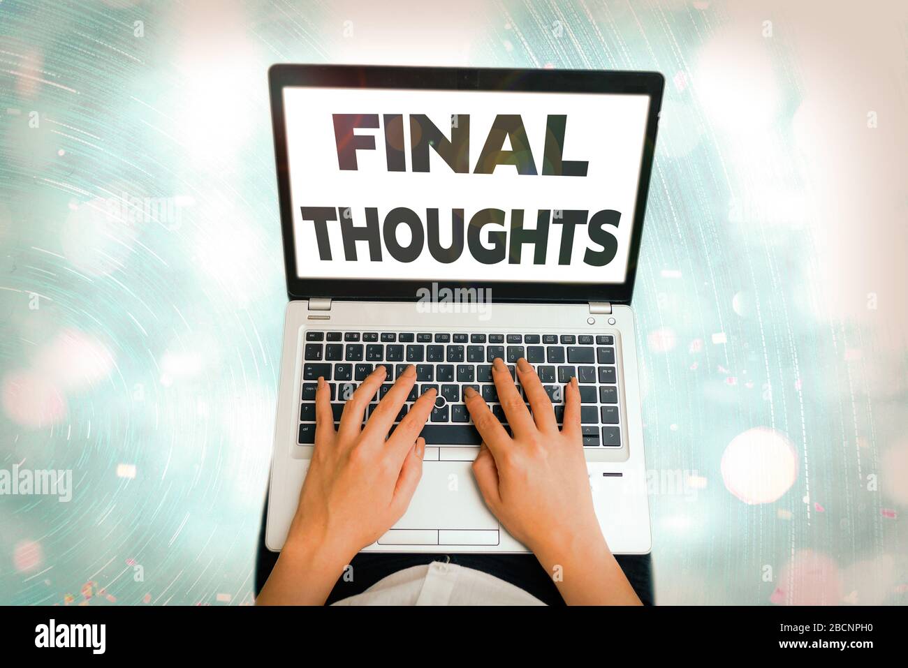 Conceptual hand writing showing Final Thoughts. Concept meaning the ...