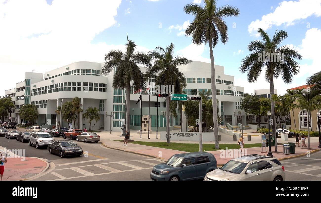 Typical Miami Beach Street view - MIAMI, USA APRIL 10, 2016 Stock Photo ...