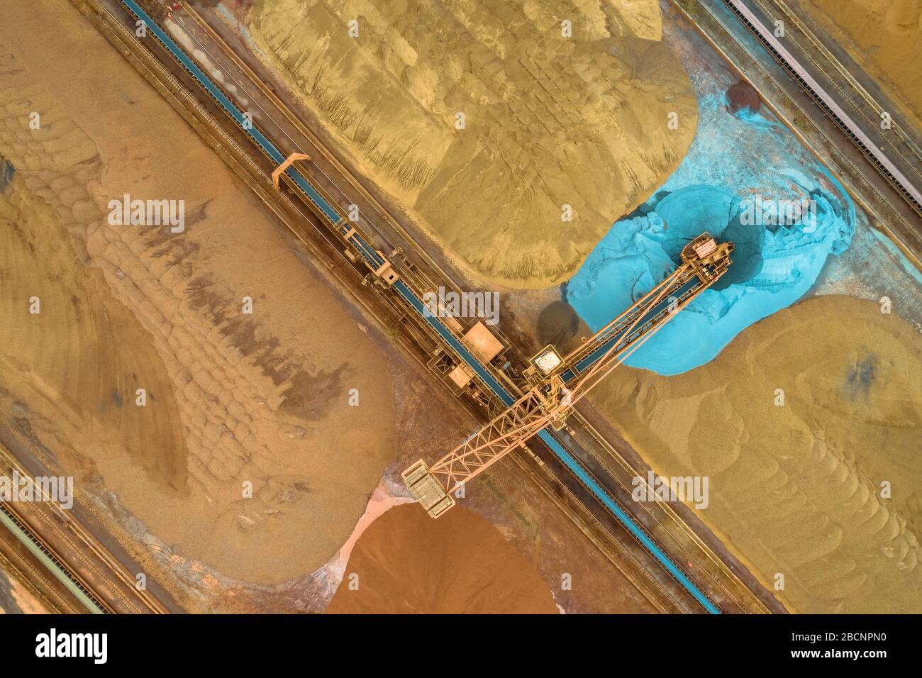 aerial view of ore and conveyor belt Stock Photo - Alamy