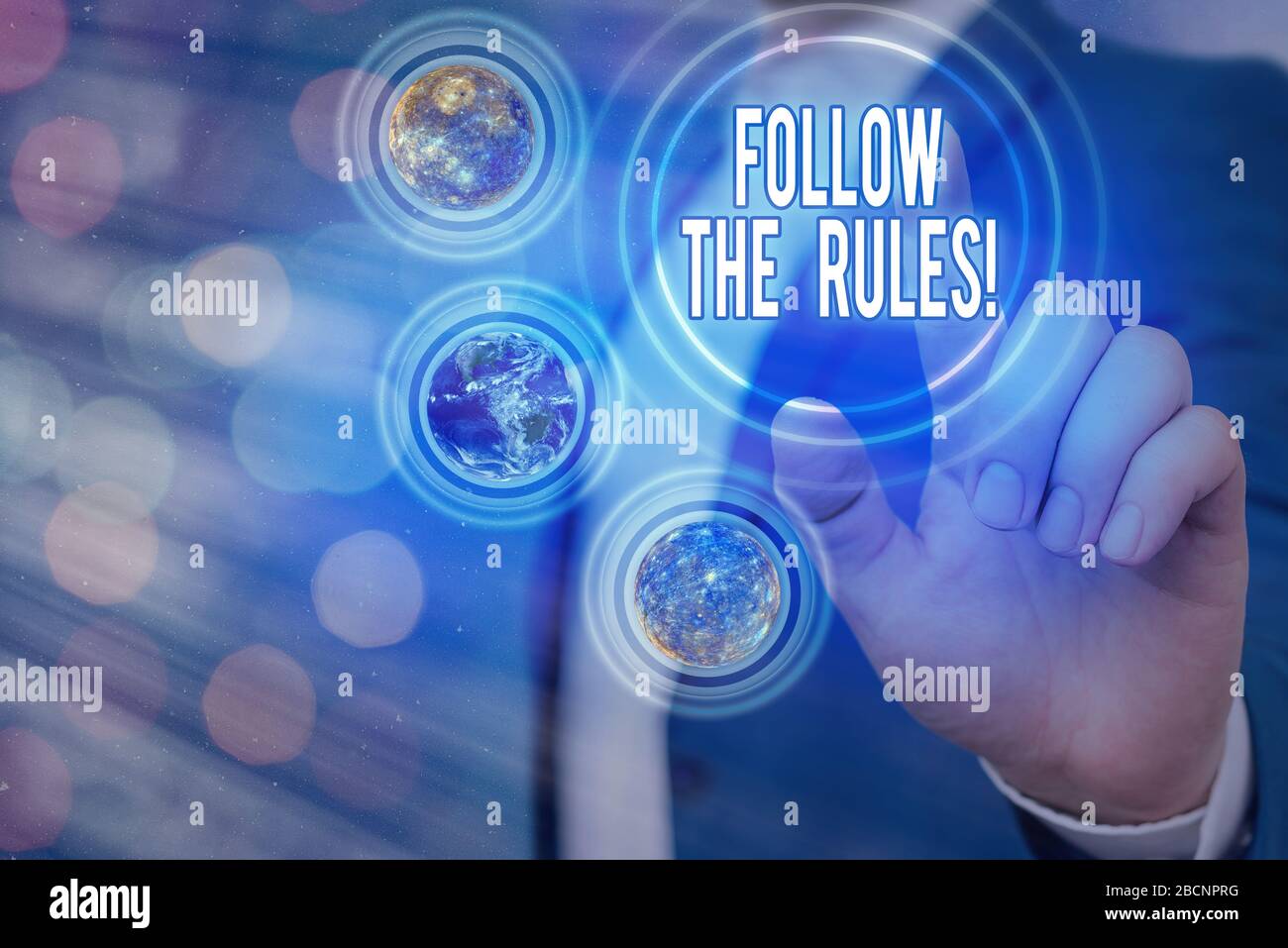 Text sign showing Follow The Rules. Business photo showcasing go with ...