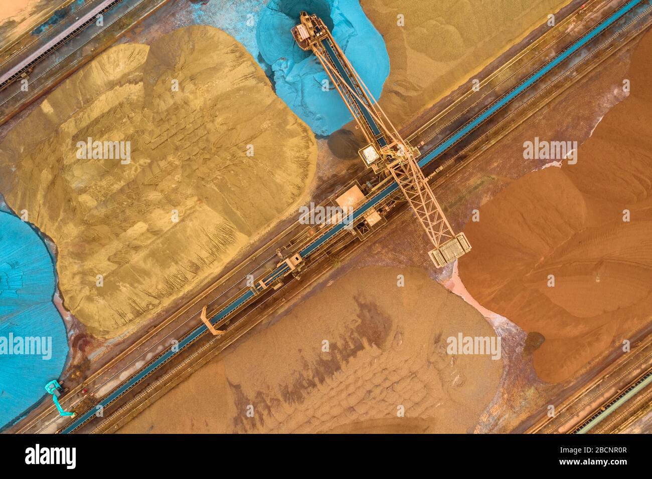 aerial view of ore and conveyor belt Stock Photo - Alamy