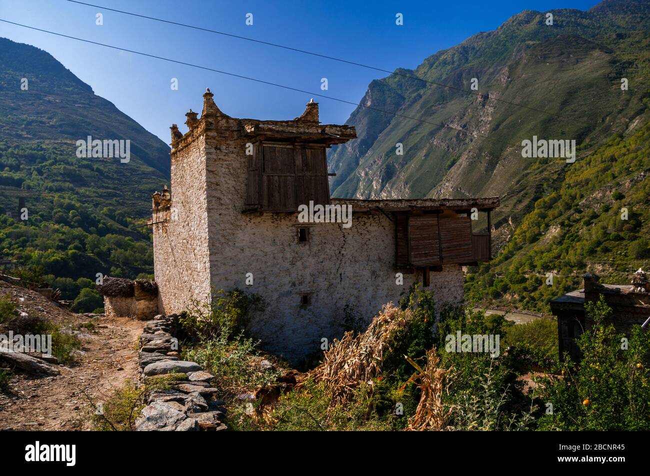 House in Suopo a Tibetan village in Danba County, Sichuan Province ...