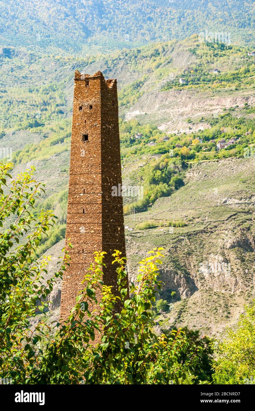Qiang tower in the village of Suopo, Danba County, Sichuan Province ...