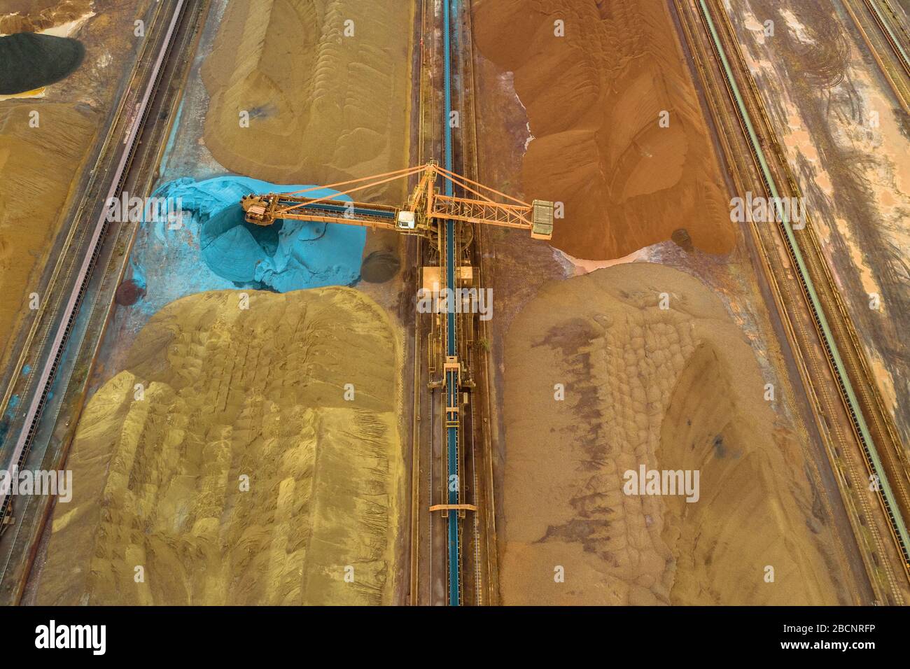 aerial view of ore and conveyor belt Stock Photo - Alamy