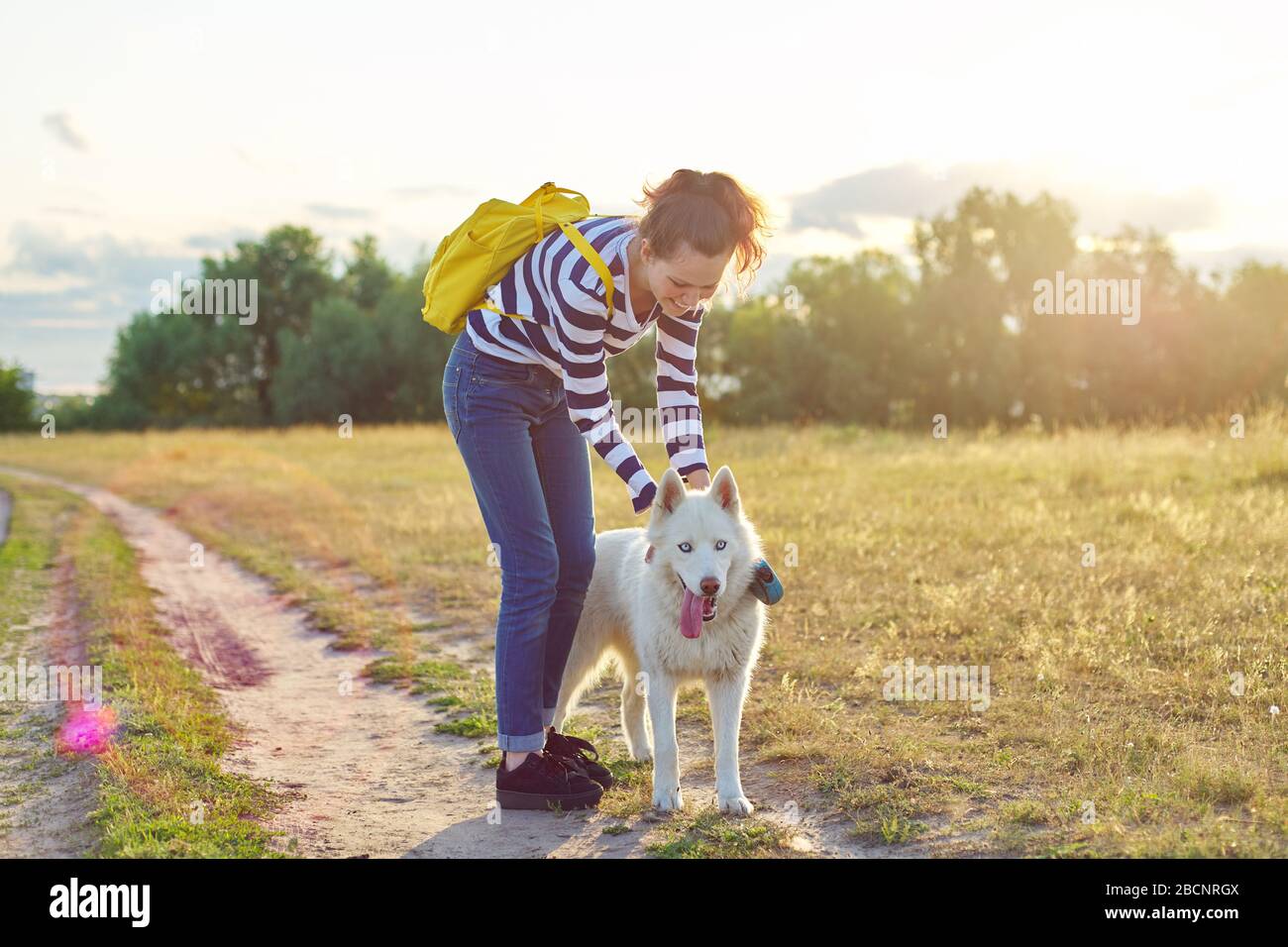 Teenager with husky hi-res stock photography and images - Alamy