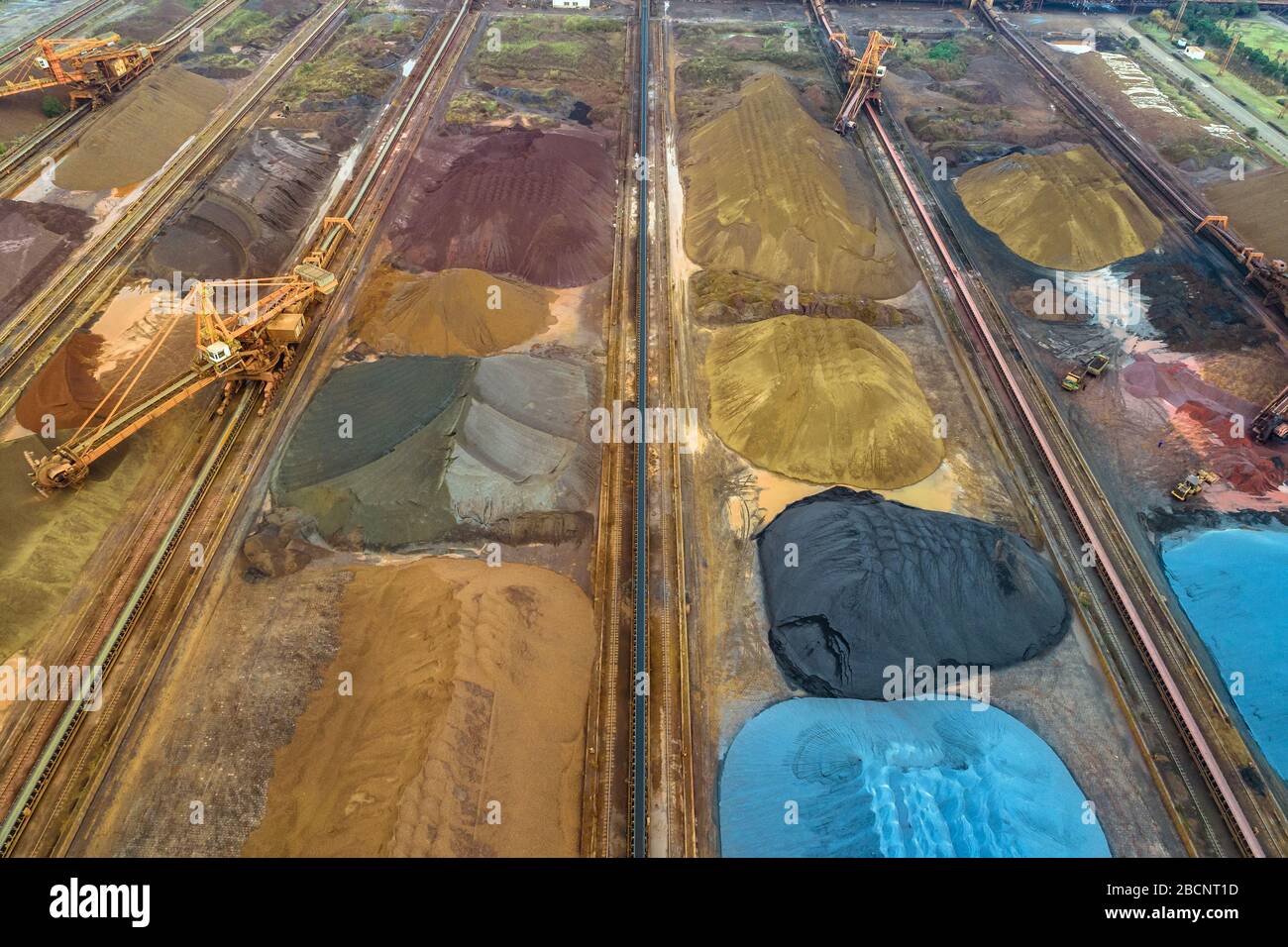 aerial view of ore and conveyor belt Stock Photo - Alamy