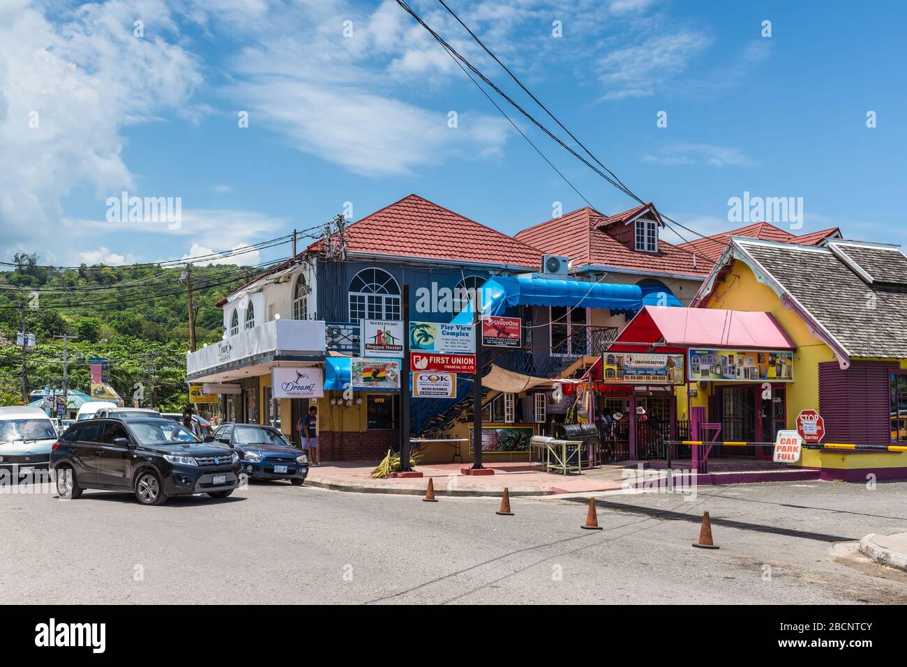 Ocho Rios, Jamaica - April 22, 2019: Street view of Ocho Rios at day ...