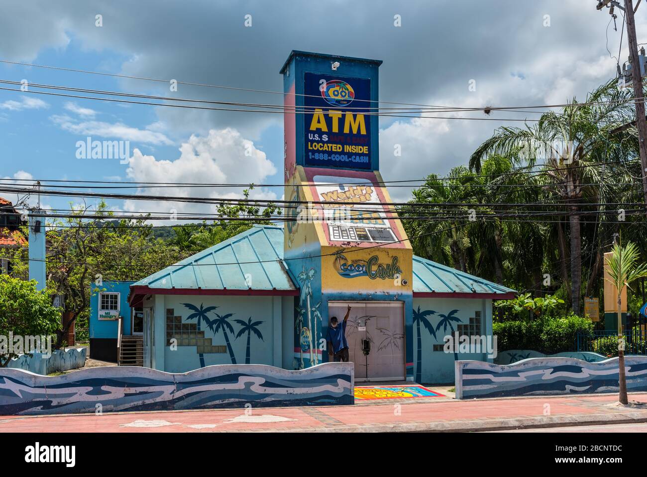 Ocho Rios, Jamaica - April 22, 2019: Street view of Ocho Rios at rainy ...