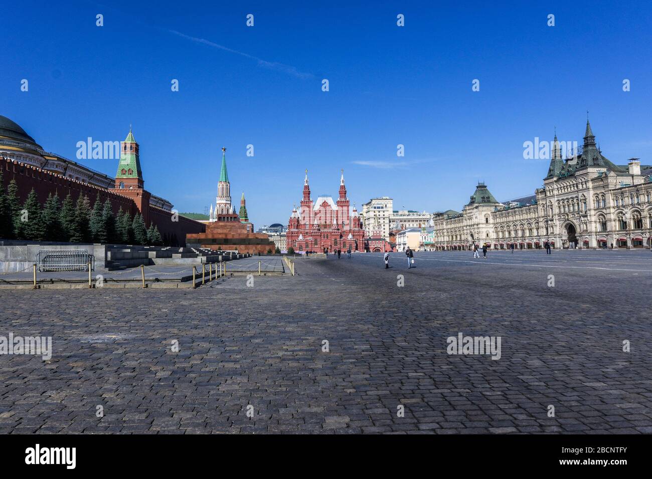 Moscow - March 26, 2020. Almost empty Red Square after the announcement ...