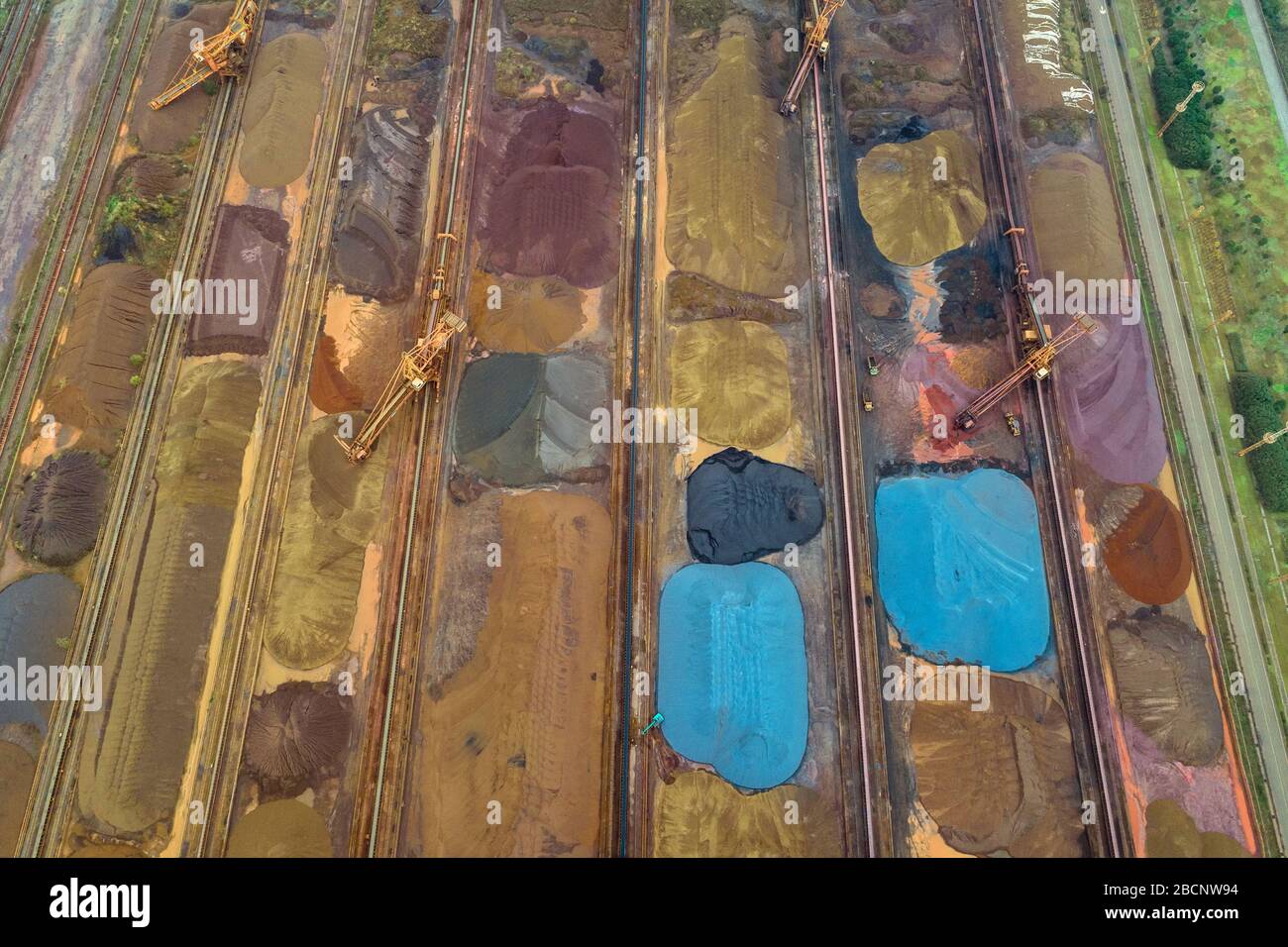 aerial view of ore and conveyor belt Stock Photo - Alamy