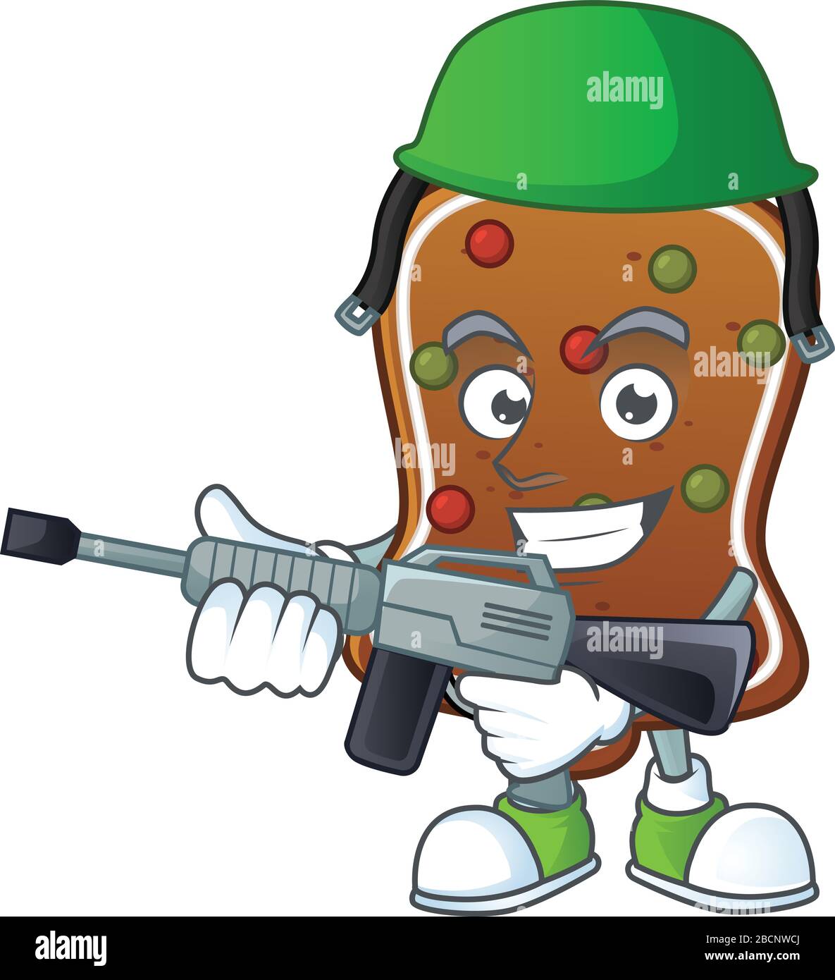An elegant gingerbread bell Army mascot design style using automatic ...