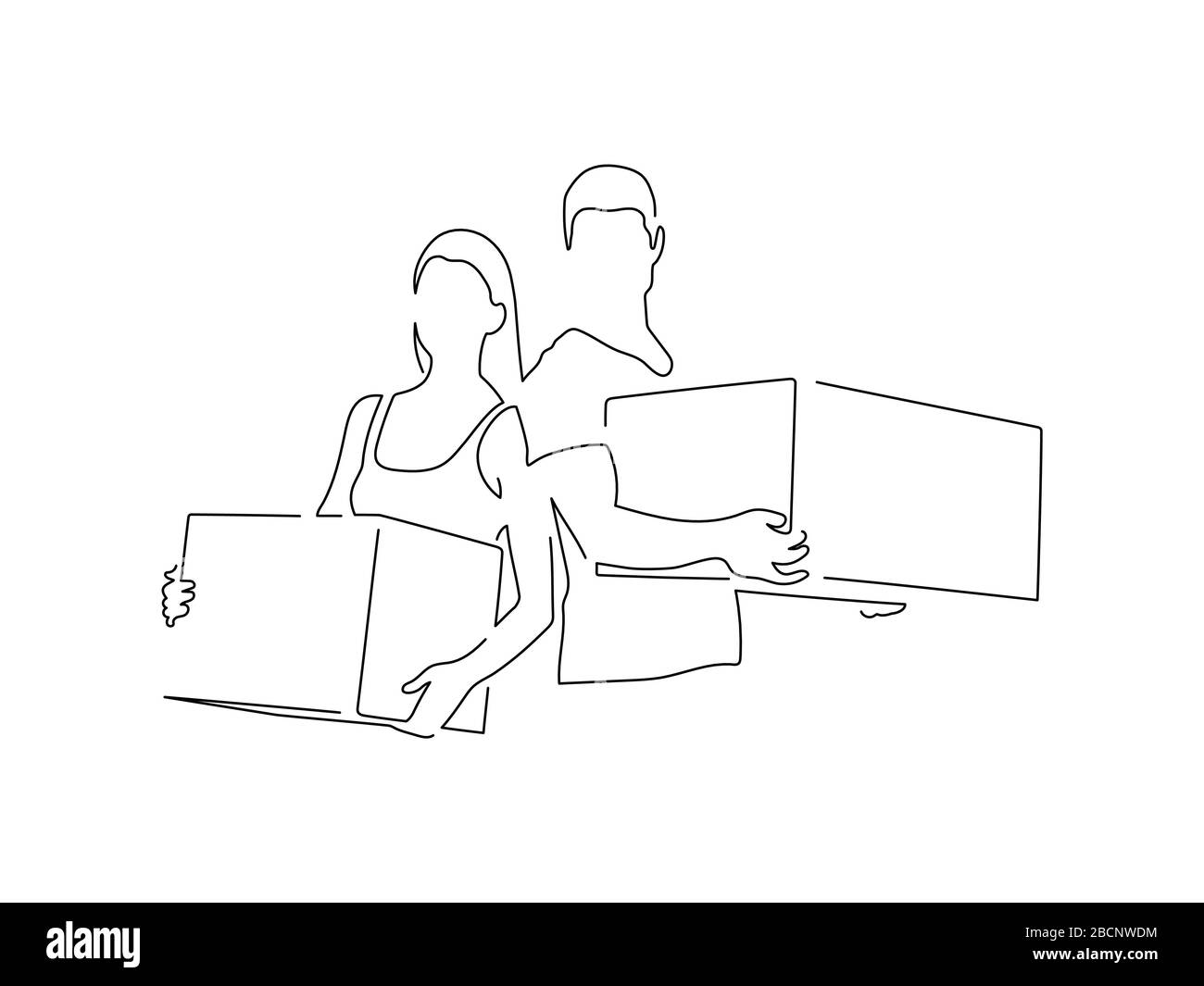 Logistics line drawing, vector illustration design Stock Vector Image ...