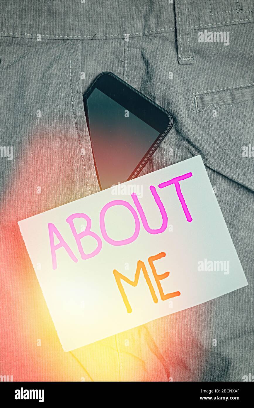 Conceptual hand writing showing About Me. Concept meaning telling ...