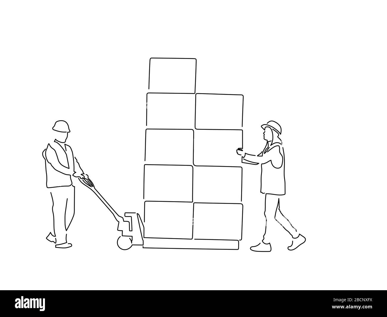 Logistics line drawing, vector illustration design Stock Vector Image ...