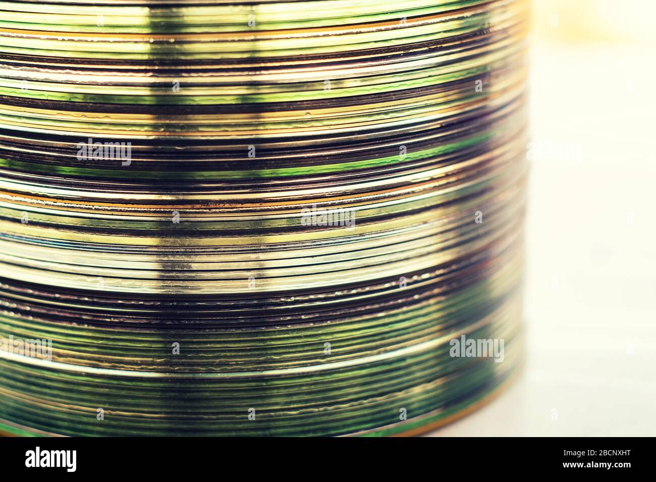 Lot of old compact discs stacked on a windowsill Stock Photo - Alamy